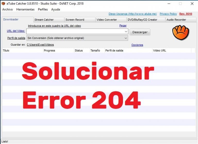 aTube Catcher Error 204 SOLUCIÓN 2026 🥇